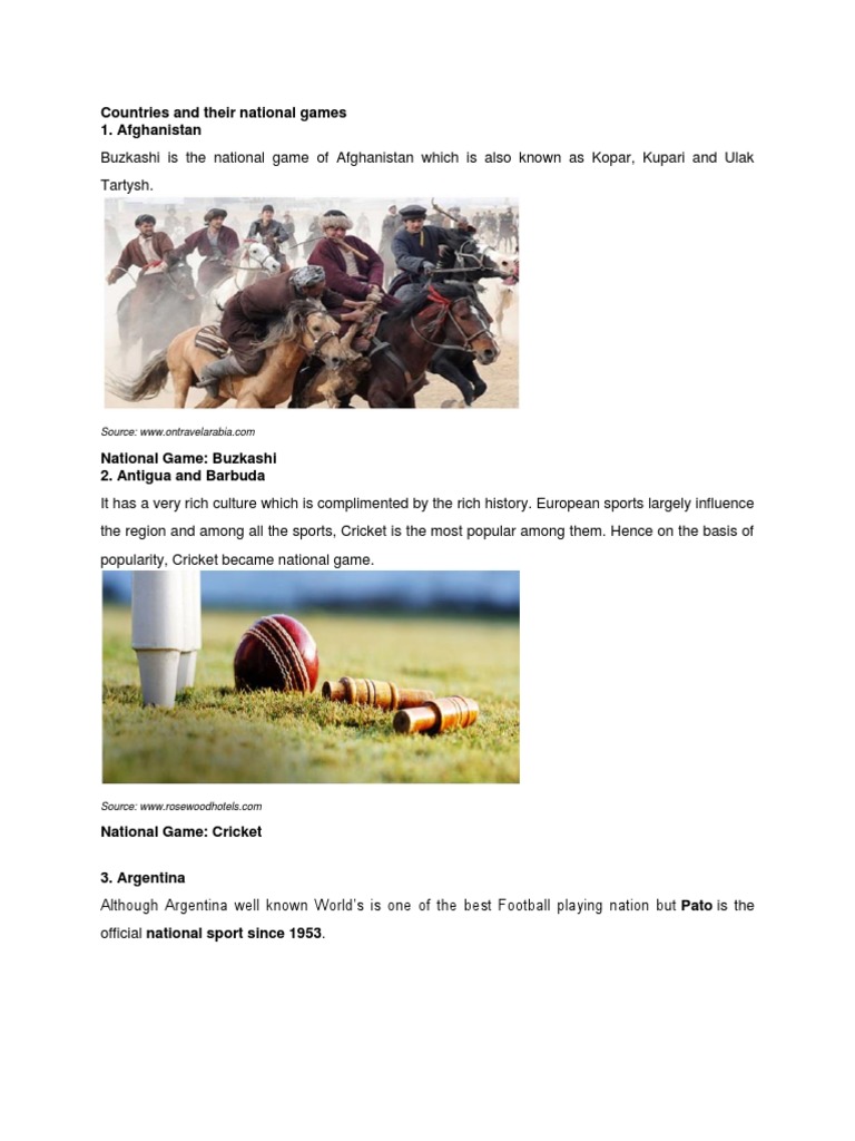 Countries and Their National Games | PDF | Sports | Individual Sports