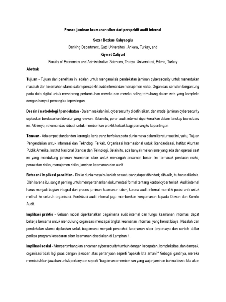 Translate Cyber Security Assurance Process From The Internal Audit ...