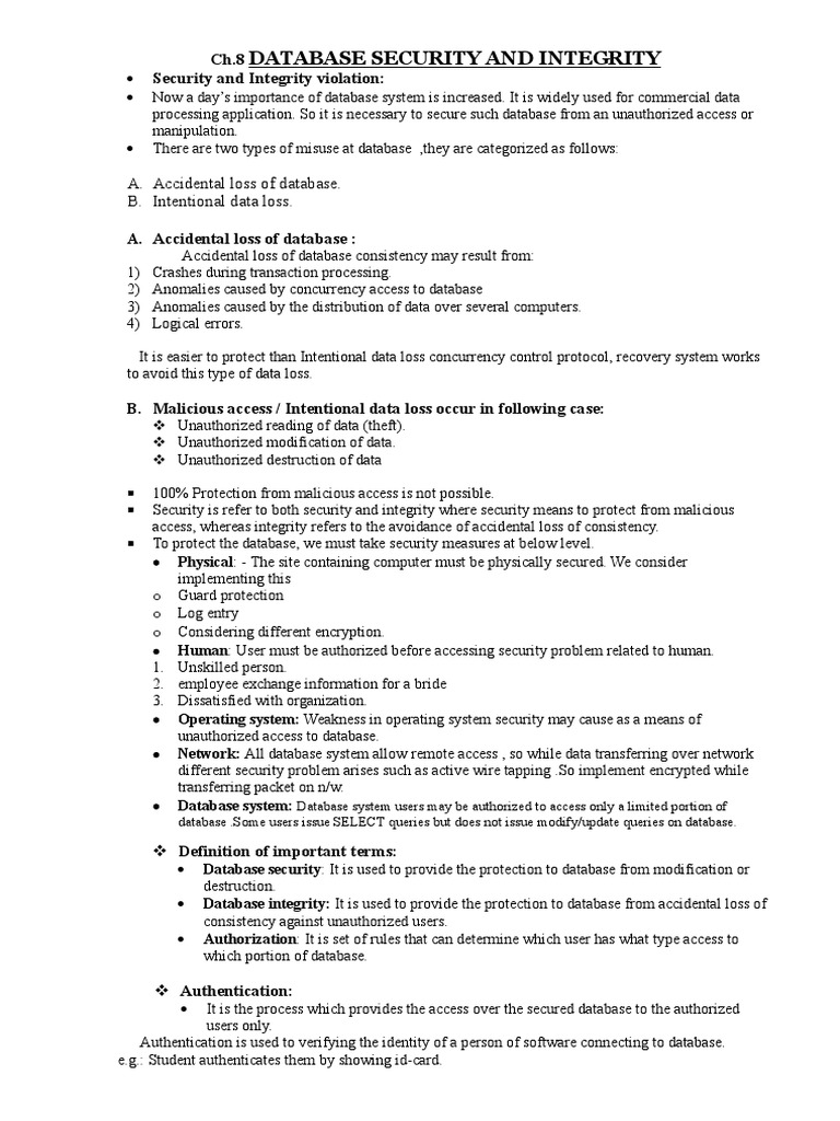 DB Security and Integrity | PDF | Authentication | Databases