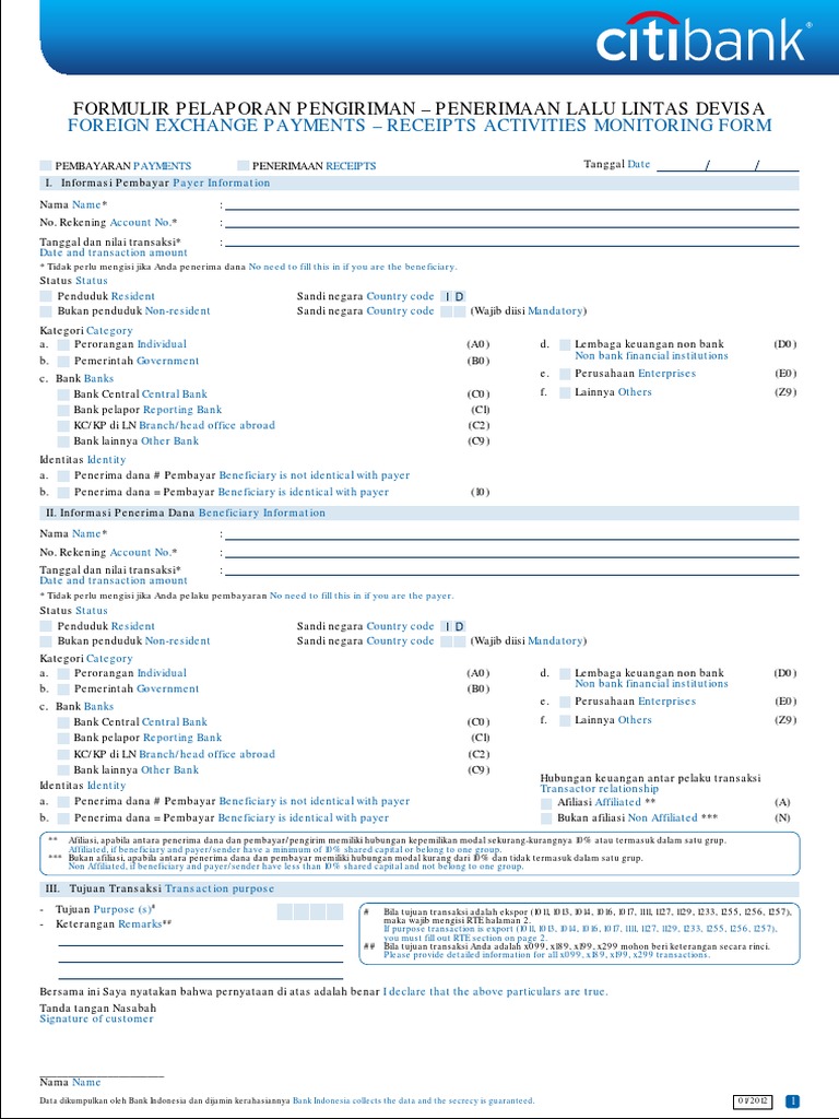 Foreign Exchange Payments - Receipts Activities Monitoring Form | PDF ...