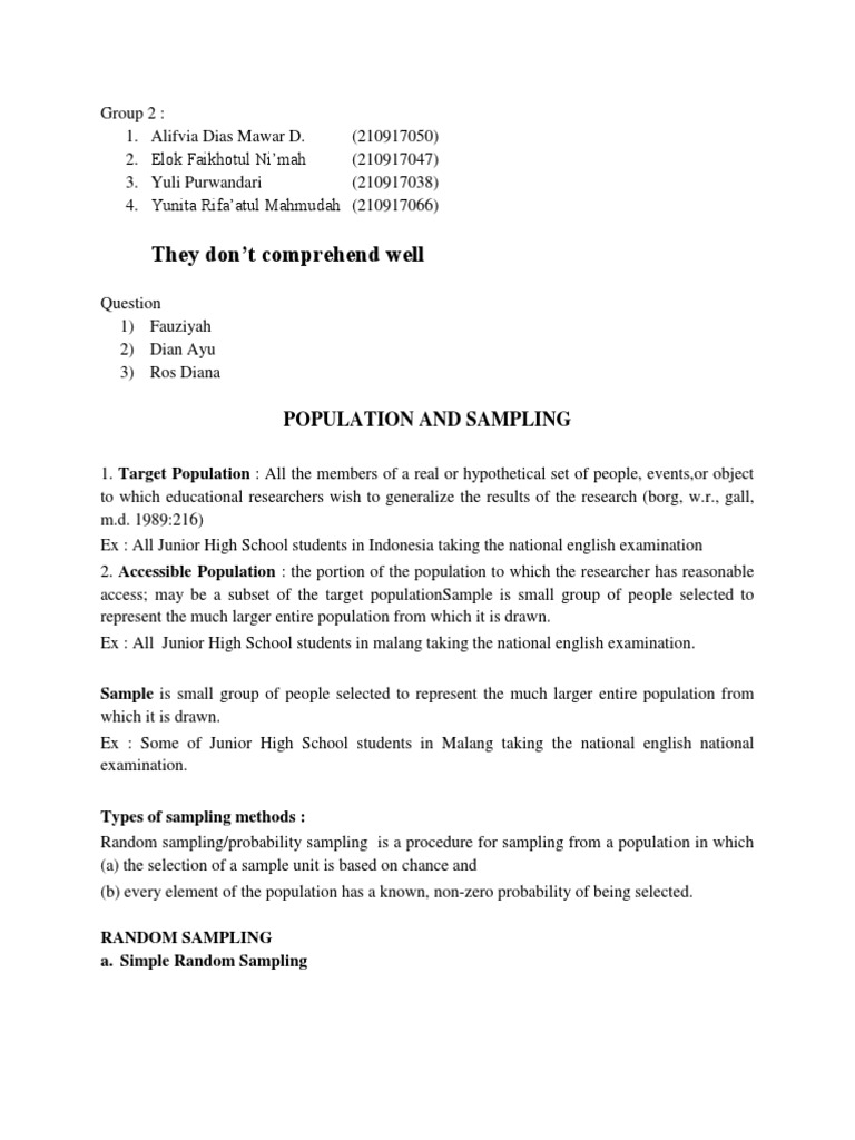 Population and Sample | PDF | Sampling (Statistics) | Sample Size ...