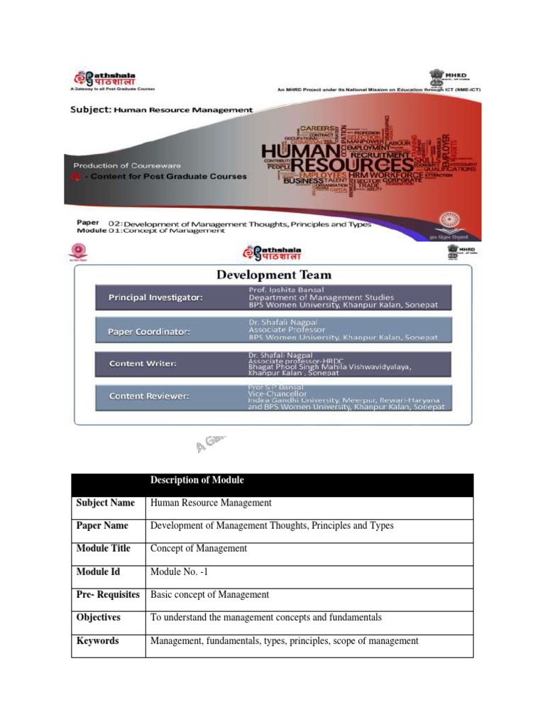 1.concept of Management | PDF | Human Resources | Goal
