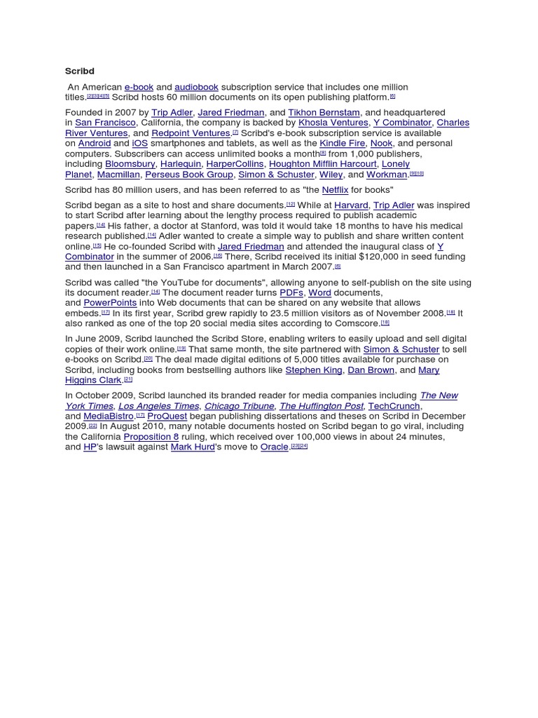 History of Scribd | PDF | Scribd | Online Services