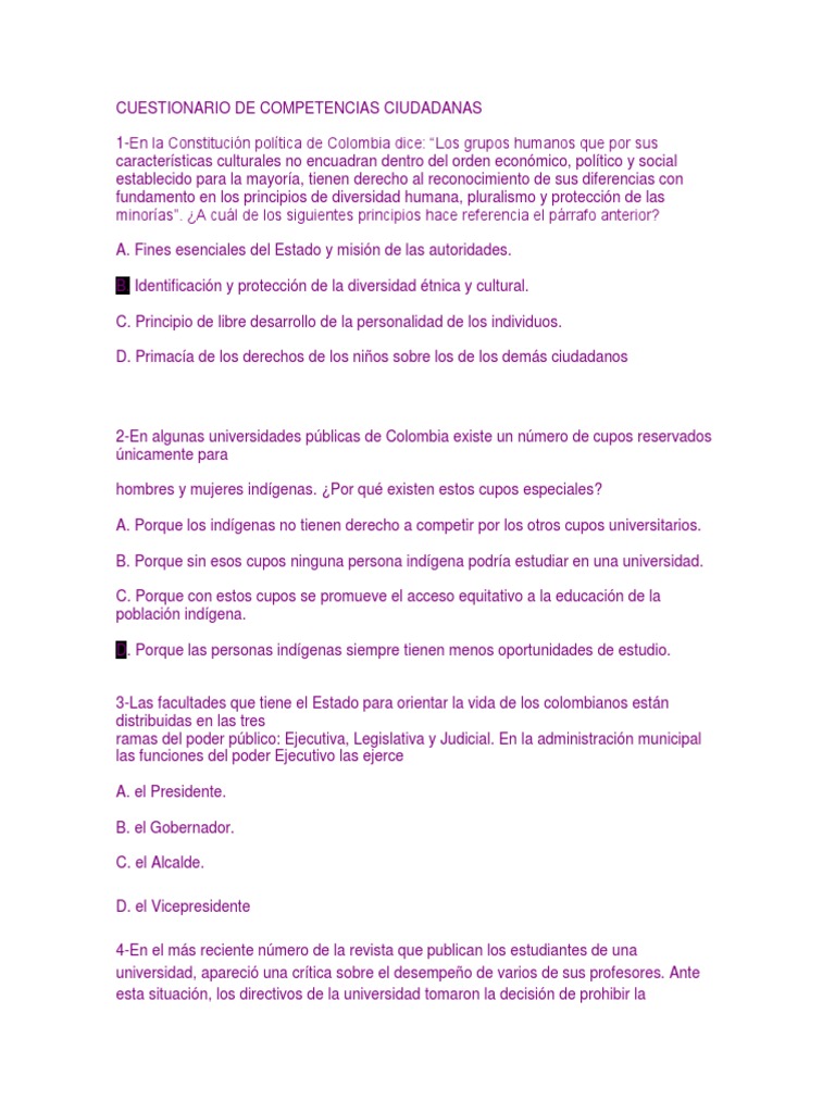 Cuestionario de Competencias Ciudadanas | PDF | Nicotina | Colombia