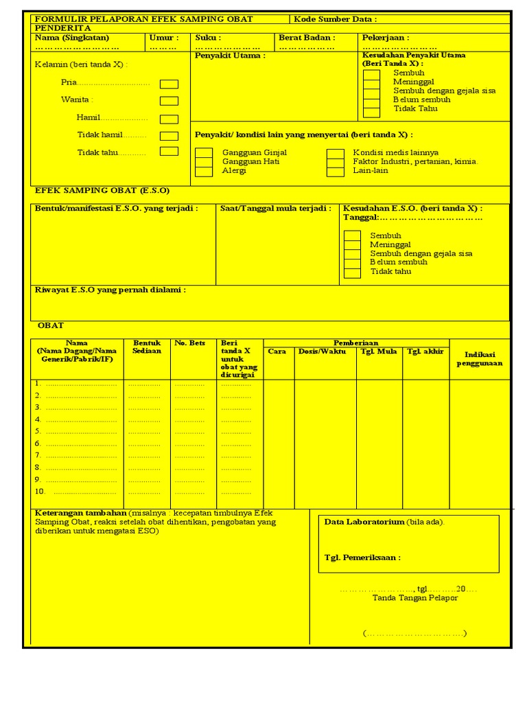 Form ES OBAT Meso - Kuning PDF | PDF | Kesehatan Holistik