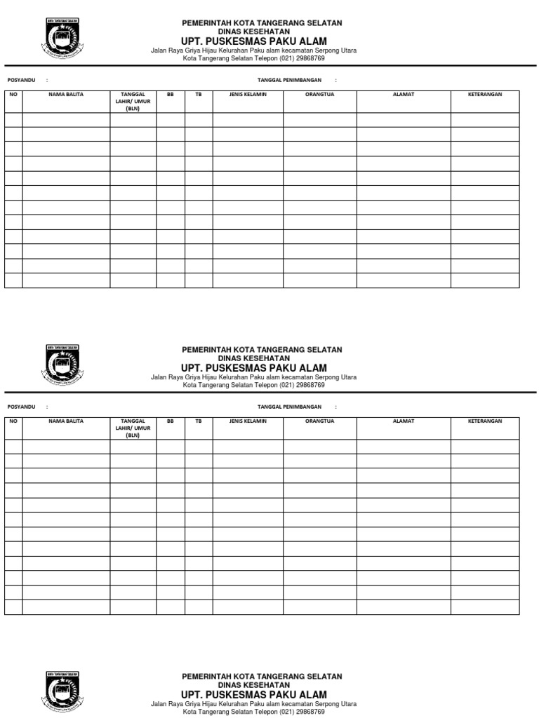 Format Laporan BPB (Posyandu) | PDF