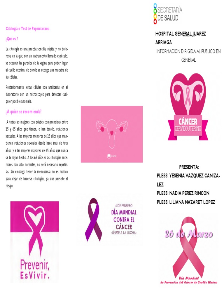 Triptico de Cancer Cervicouterino | PDF | Cáncer de cuello uterino ...