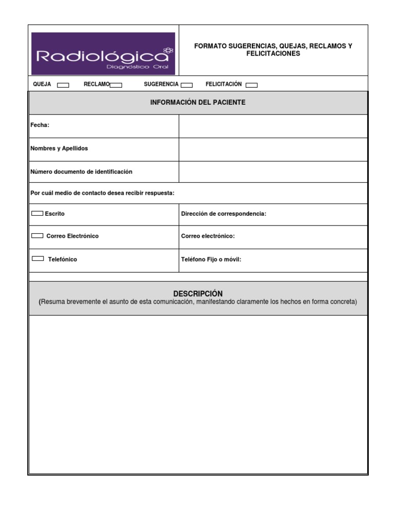 Formato Sugerencias, Quejas, Reclamos y Felicitaciones | PDF