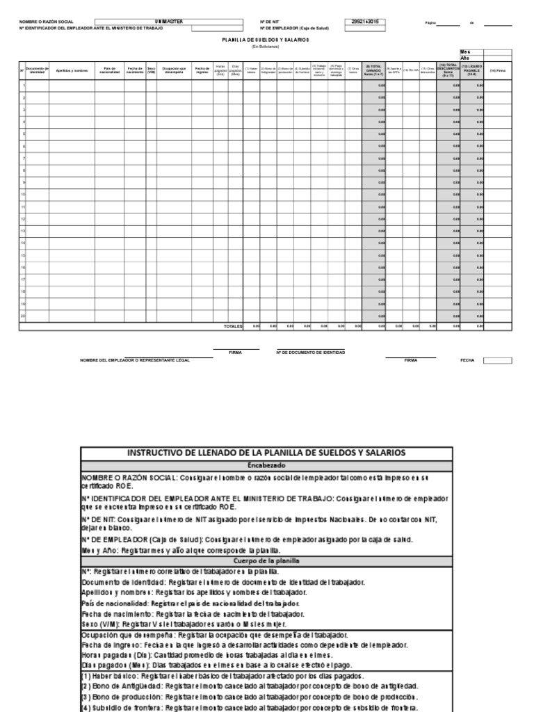 Formato Planilla Mensual | PDF | Salario | Labor
