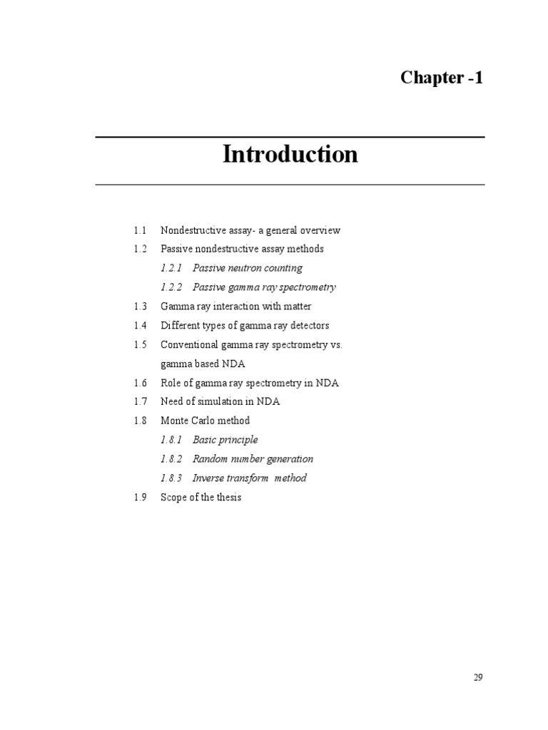 Chapter - 1: 1.2.1 Passive Neutron Counting 1.2.2 Passive Gamma Ray ...