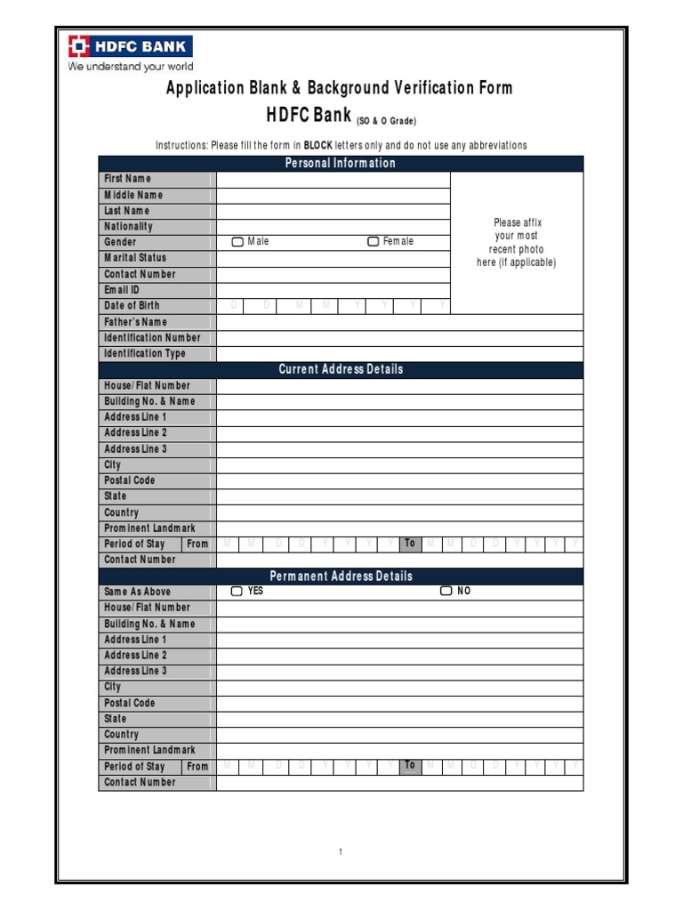 Application Blank and Background Verification Form | Download Free PDF ...