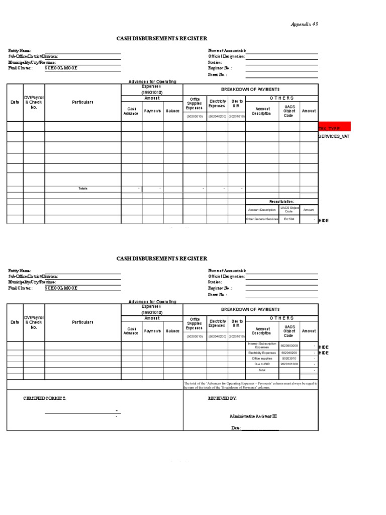 Cash Disbursement Form | PDF | Payments | Government Finances
