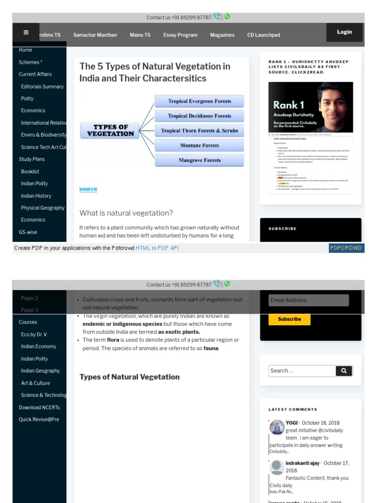 India's Natural Vegetation Types | PDF | Forests | Trees