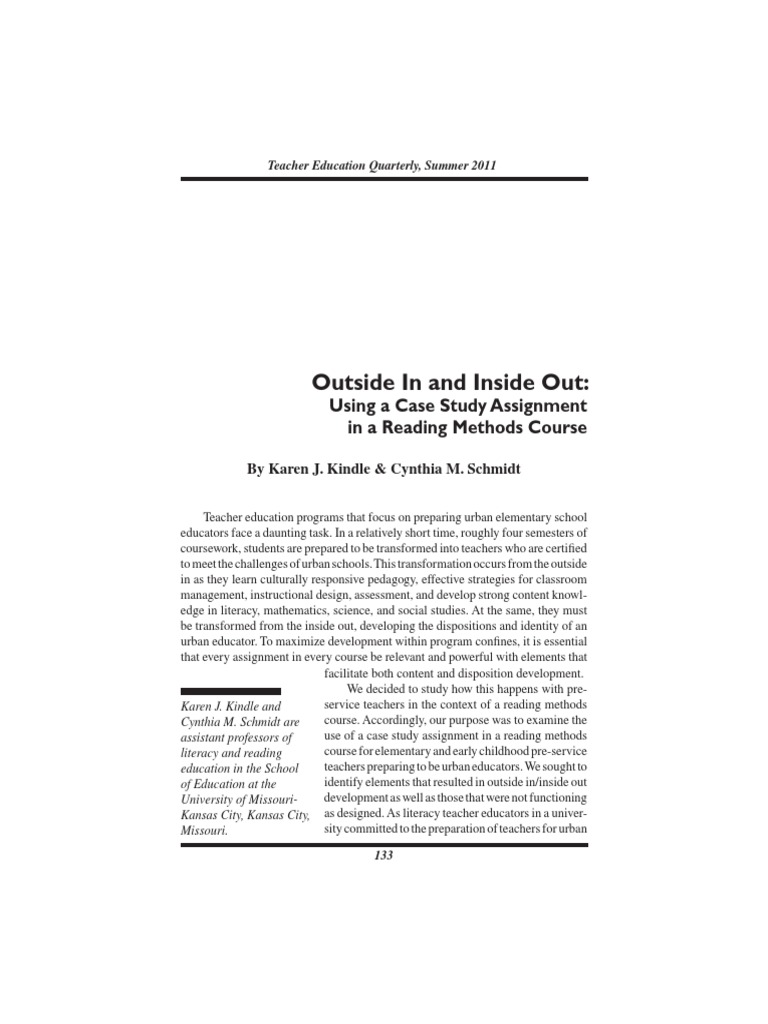 Outside in and Inside Out:: Using A Case Study Assignment in A Reading ...