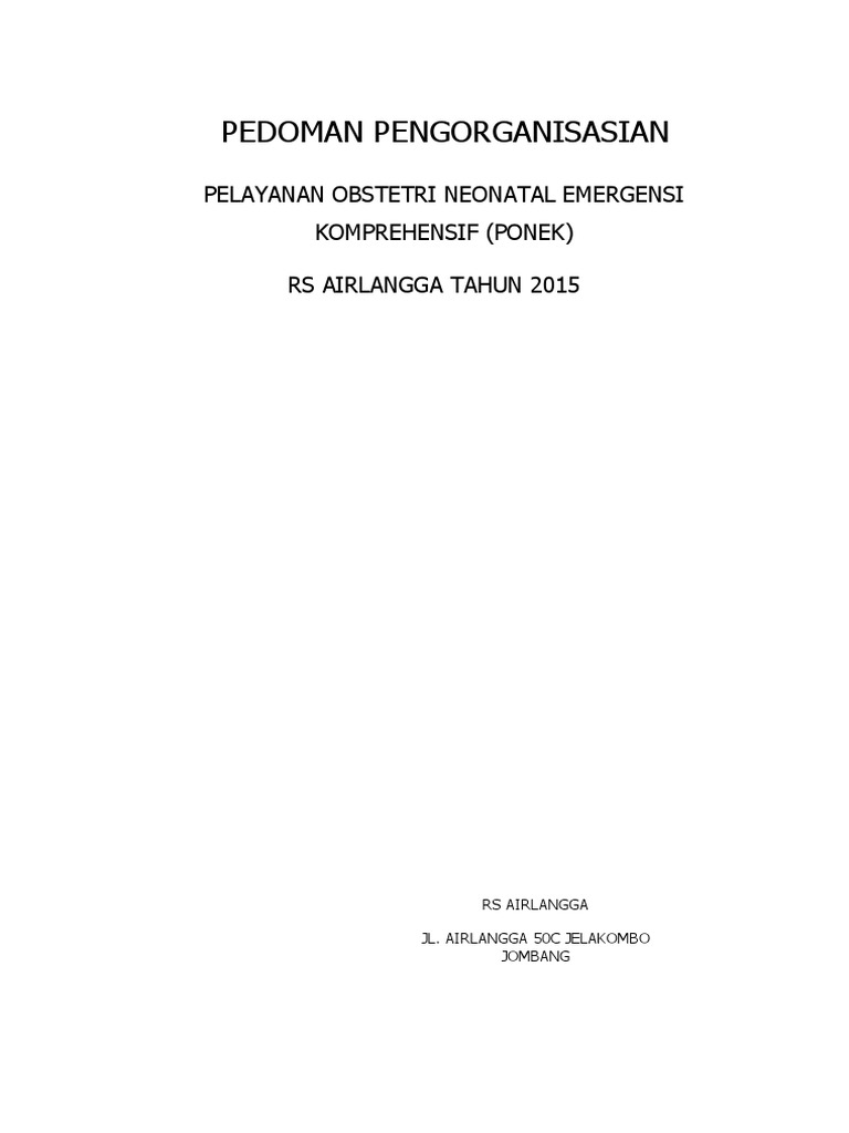 Contoh Pedoman Pengorganisasian Ponek | PDF | Kesehatan Holistik ...