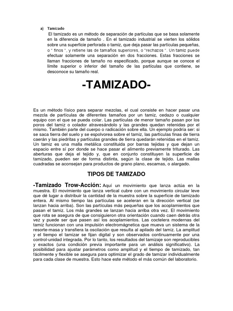 Qué es el tamizado y sus tipos | PDF | Naturaleza