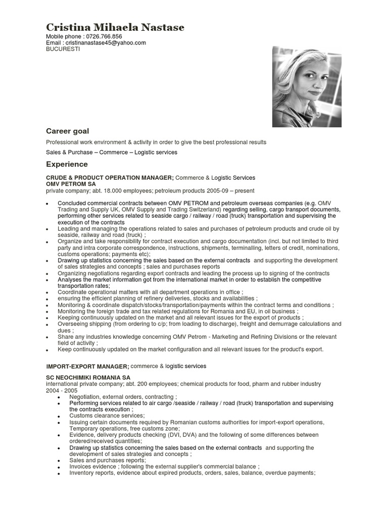 CV Engl PDF | PDF | Cargo | Sales