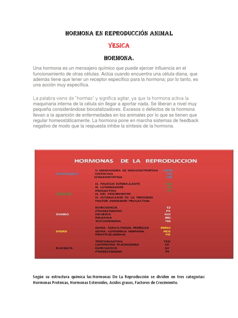 Hormona en Reproducción Animal | PDF | Hormona | Testosterona
