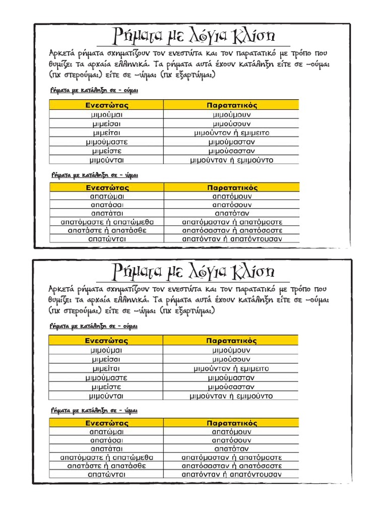 ρηματα με λογια κλιση | PDF