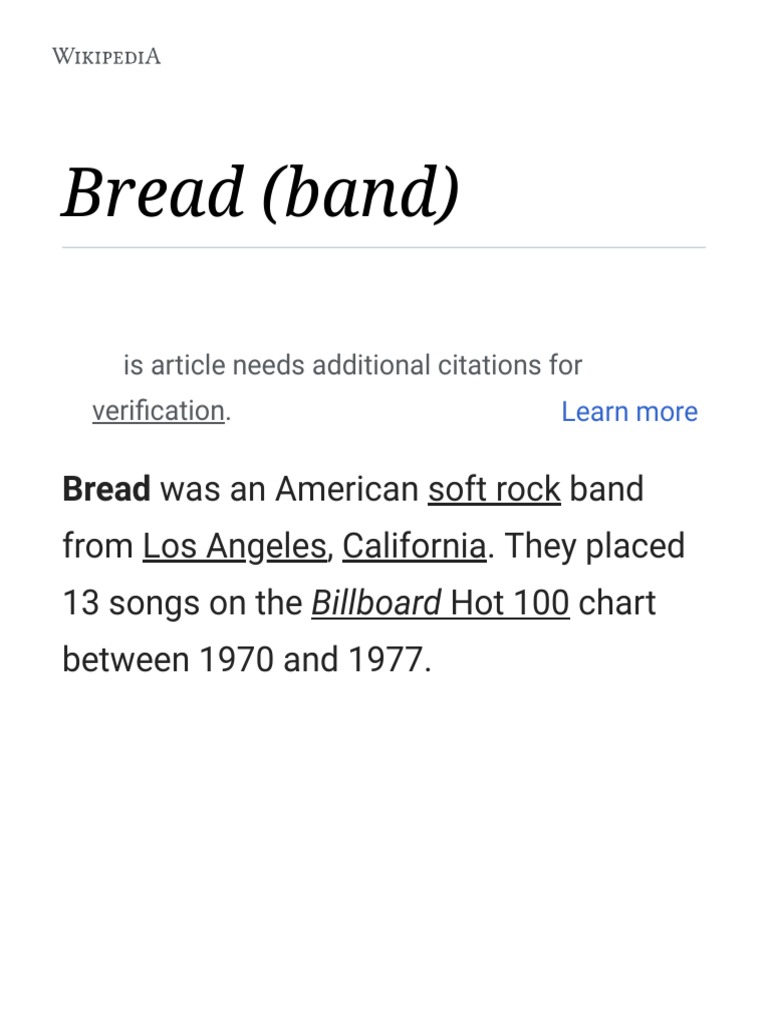 Bread (Band) - Wikipedia | PDF | Cultural Economics | Music Industry
