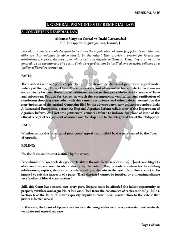 2017 Case Digests - Remedial Law | PDF | Summary Judgment | Burden Of ...