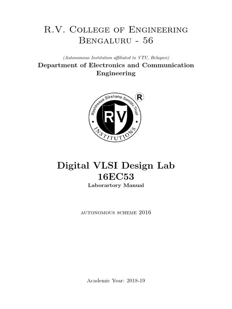 Digital VLSI Design Laboratory Manual and Observation Book for R.V ...