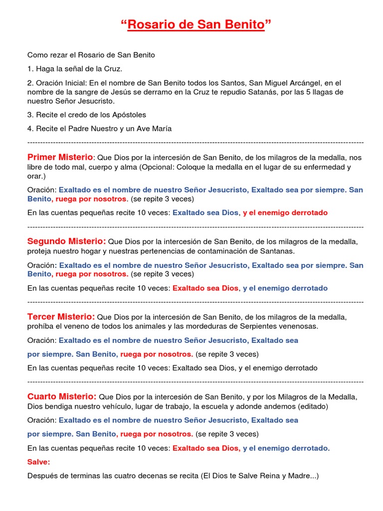 Rosario de San Benito PDF | PDF | Rosario | Oración
