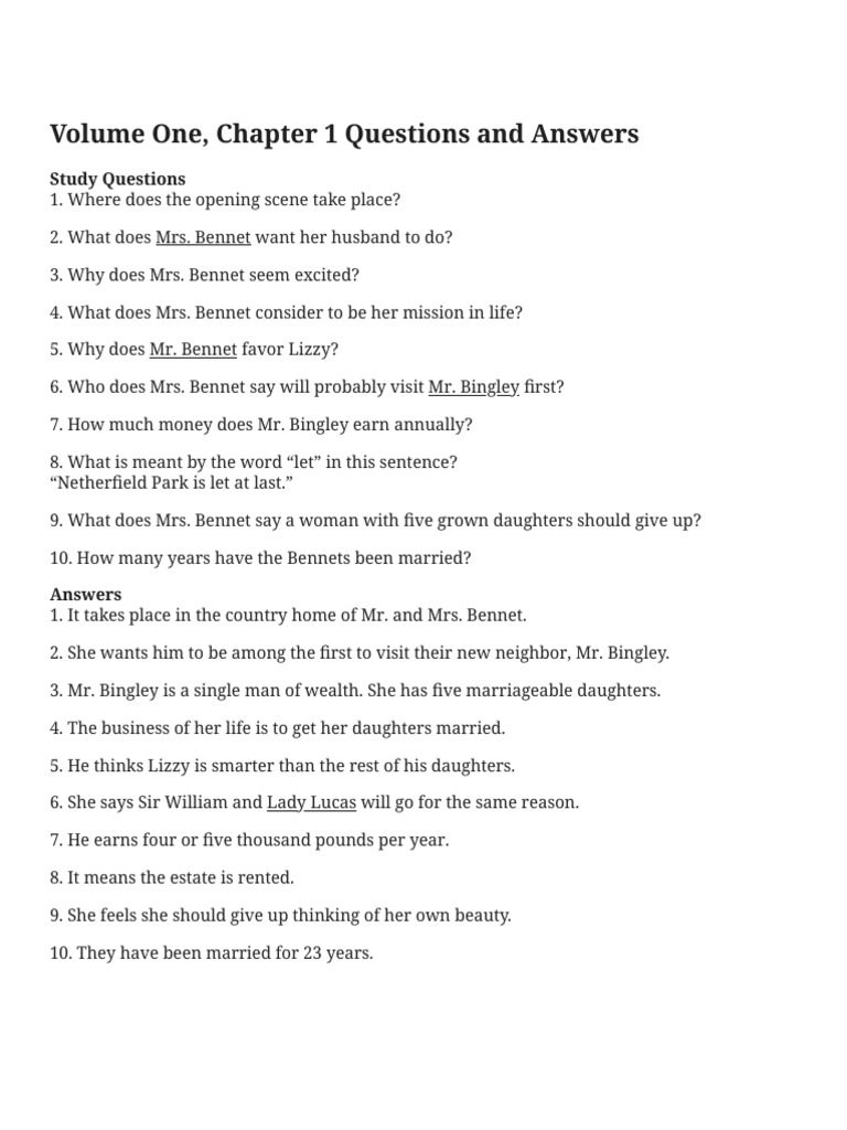 Pride and Prejudice Short-Answer Quizzes PDF | PDF