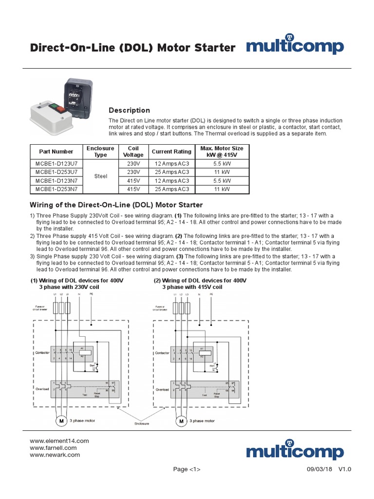 Direct-On-Line (DOL) Motor Starter: Description | PDF | Electricity ...
