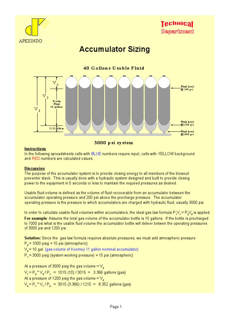 Accumulator BOP Volume Calculation - Jean-Verges | Pressure | Volume