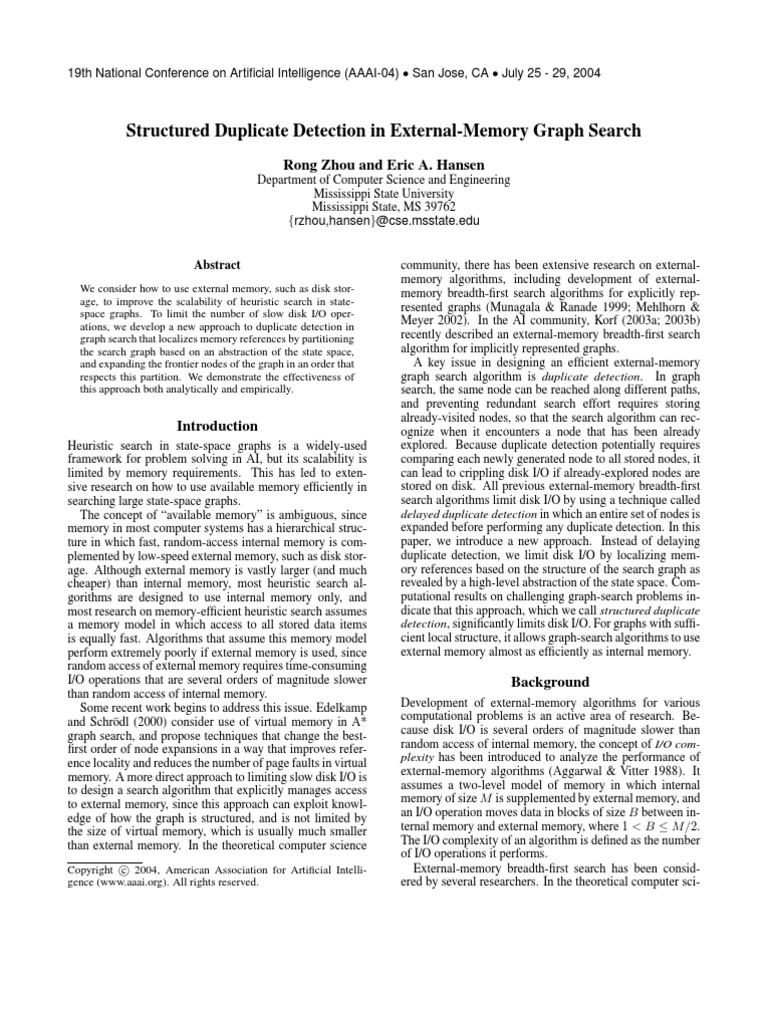 Structured Duplicate Detection in External-Memory Graph Search | PDF | Sequence Alignment ...