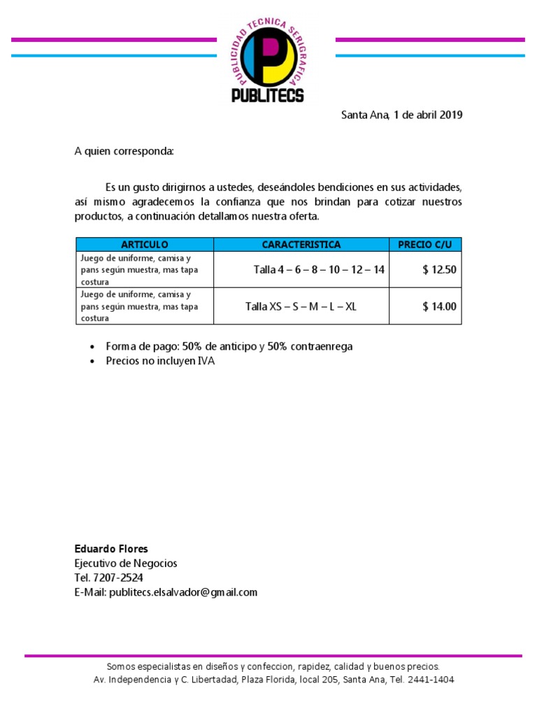 Cotizacion Ejemplo | PDF