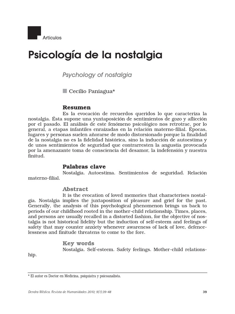 Psicología de la Nostalgia | PDF | Memoria | Amor