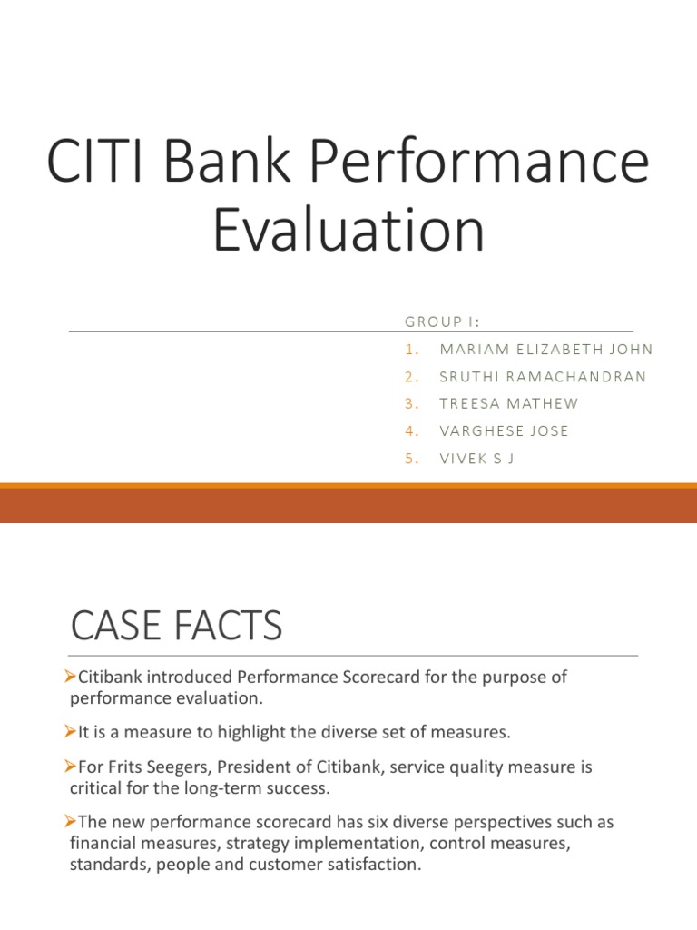 CITIBANK Performance Evaluation | PDF | Strategic Management | Customer Satisfaction
