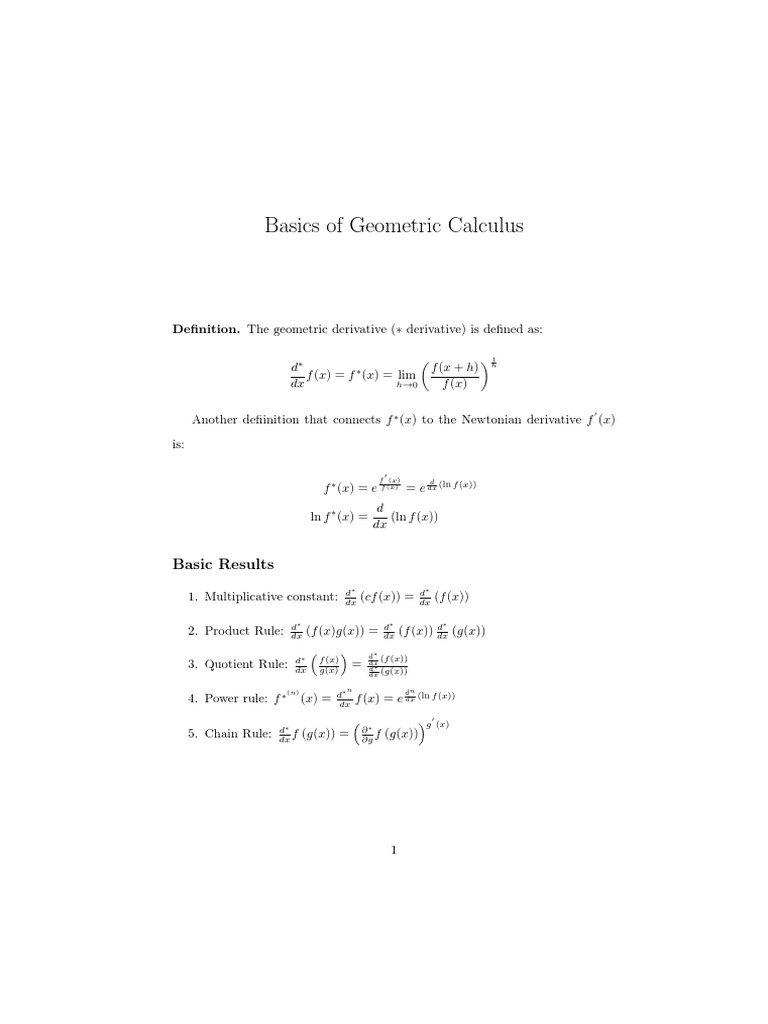 Basics of Geometric Calculus: Basic Results | PDF