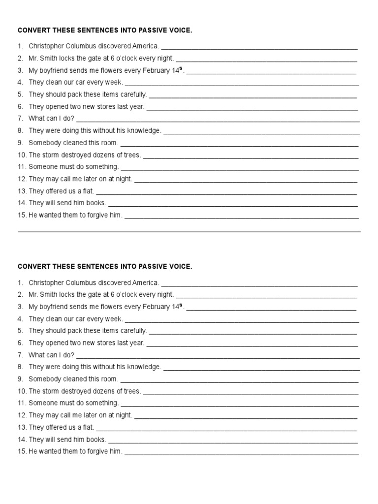 Convert These Sentences Into Passive Voice | PDF