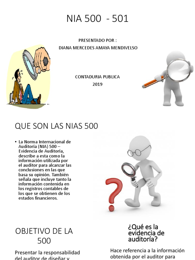 Obtención de evidencia de auditoría según la NIA 500 y 501 | PDF | Auditoría | Contralor