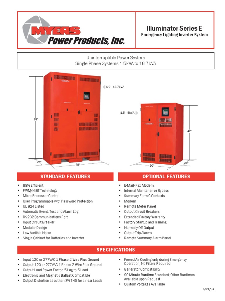 Illuminator Series E: Uninterruptible Power System Single Phase Systems ...