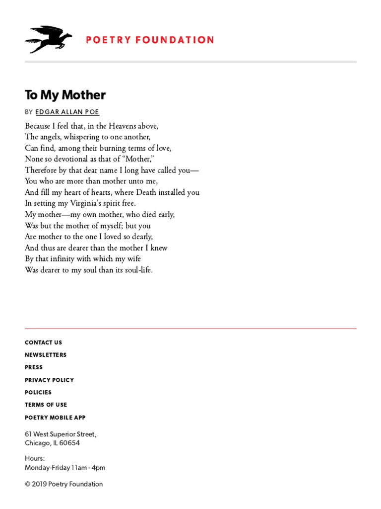 To My Mother: Edgar Allan Poe | PDF