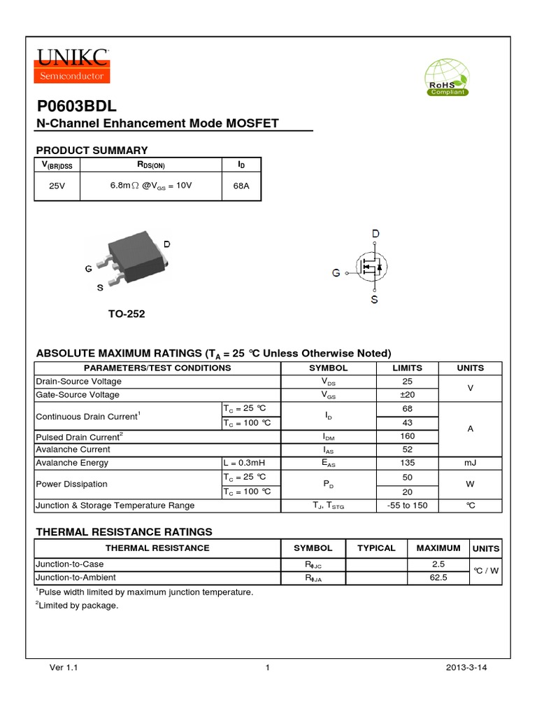 Mosfet P0603BDL | PDF | Mosfet | Computer Engineering