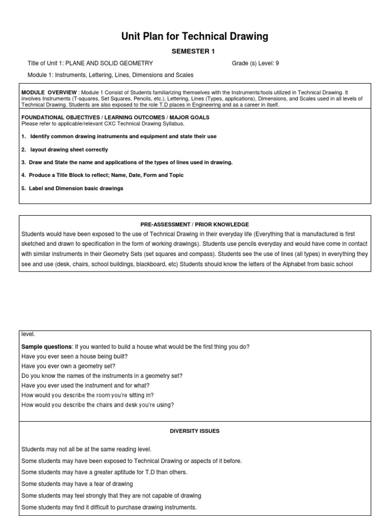 Technical Drawing Unit Plan | PDF | Circle | Area