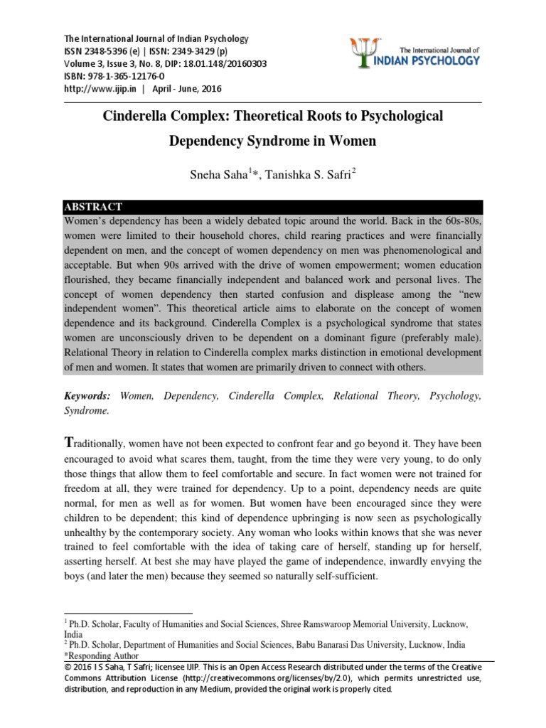 Cinderella Complex - Theoretical Roots (Study) PDF | PDF | Self | Developmental Psychology