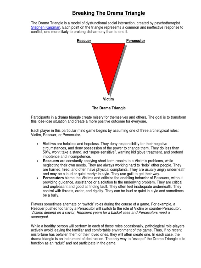 Stephen Karpman - Breaking The Drama Triangle.pdf | Psychological ...