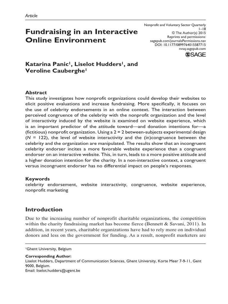 Fundraising in An Interactive Online Environment: Katarina Panic ...