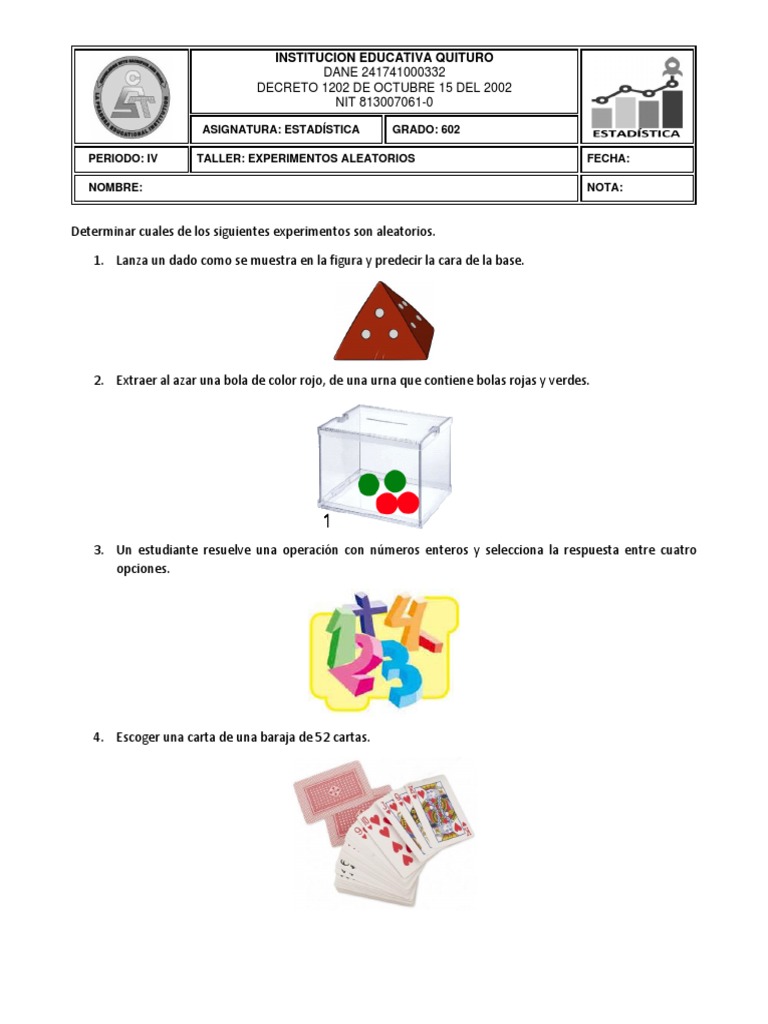 Taller Experimentos Aleatorios | PDF