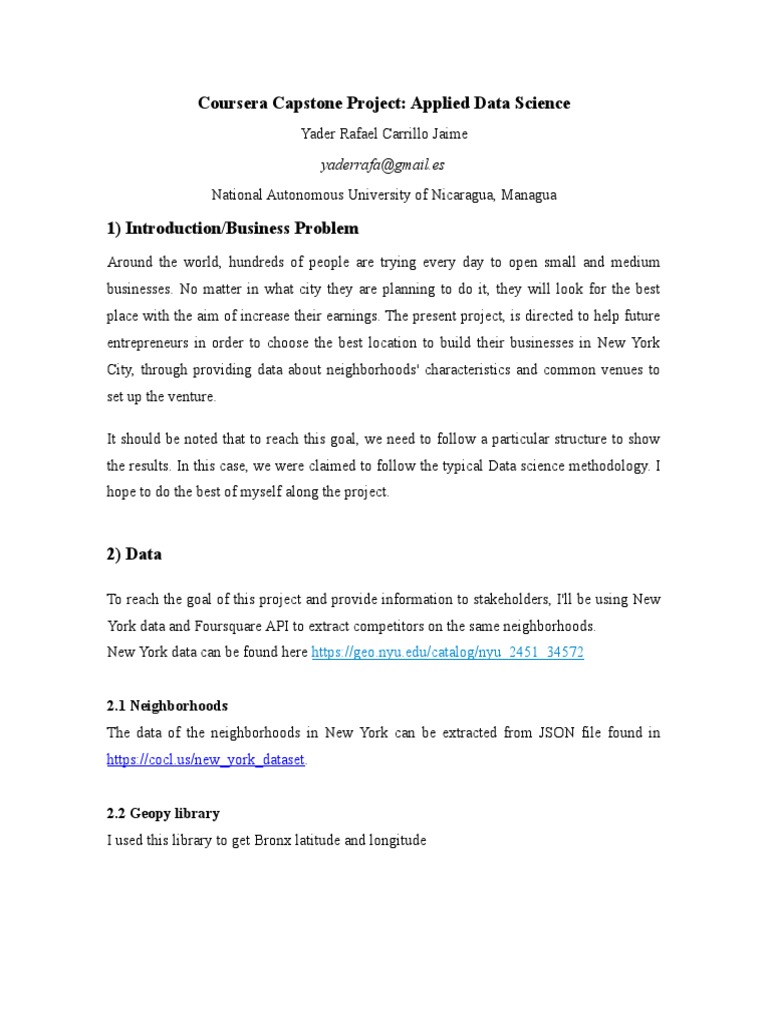 Coursera Capstone Project Final | PDF | Cluster Analysis | Applied ...