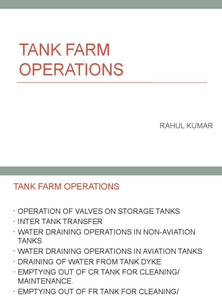 Tank Farm Operations | PDF | Valve | Gases