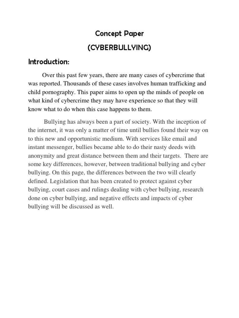 Concept Paper (Cyberbullying) | PDF