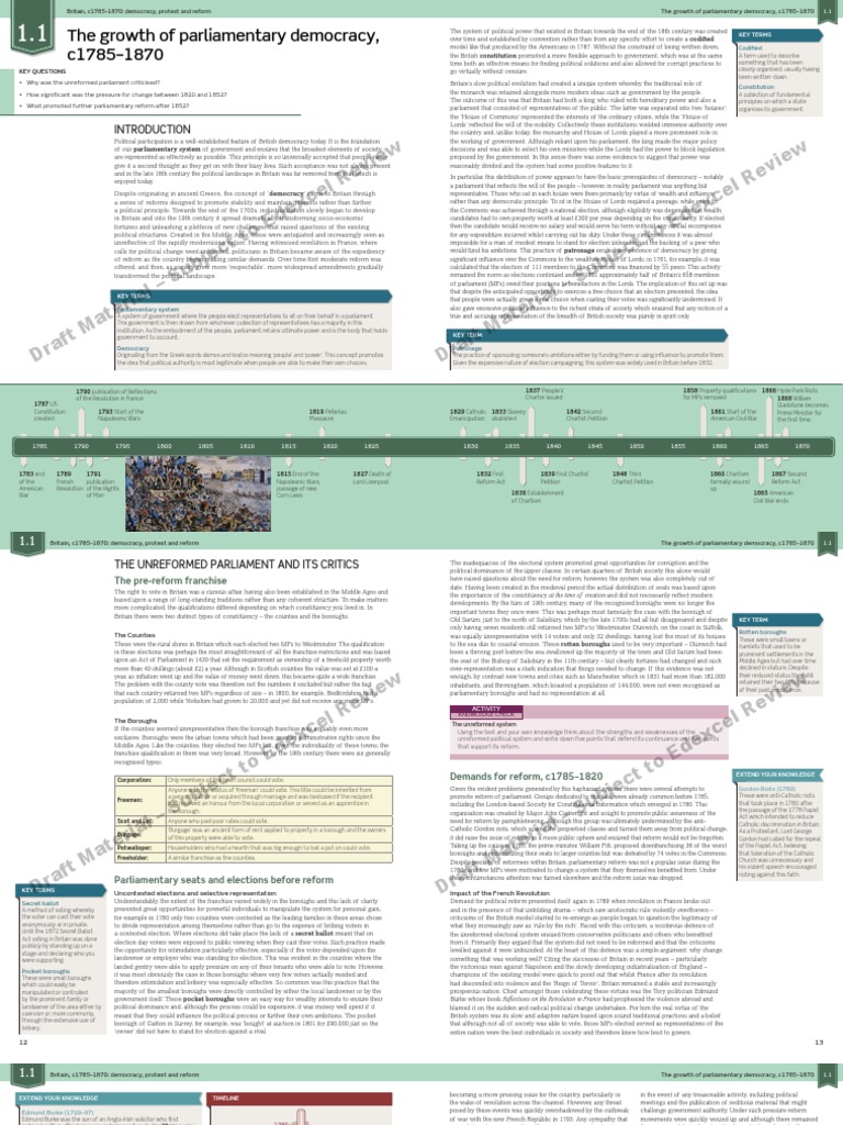 Review To Edexcel Review: The Growth of Parliamentary Democracy, c1785 ...
