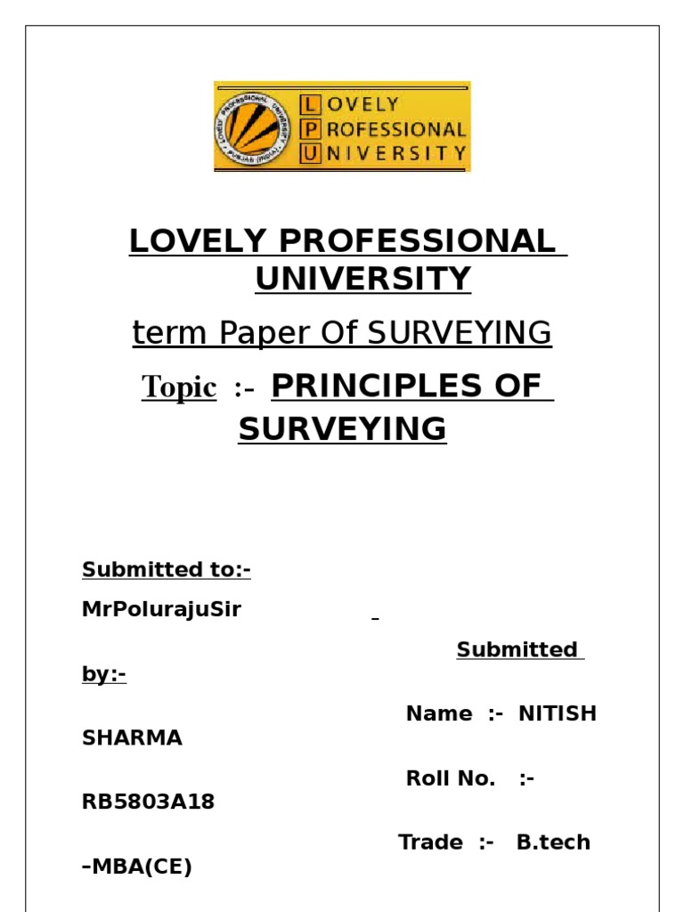 Lovely Professional University Principles of Surveying | PDF ...
